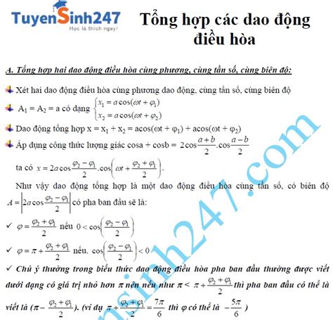 Tổng Hợp Các Dao động điều Hòa