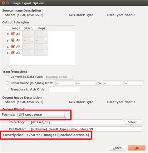 ilastik exporting output