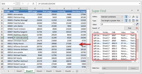 quickly find specific text string only in cell value in excel