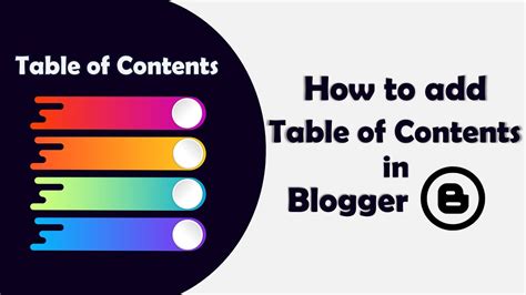 easy way to add table of contents in blogger post blog blogger seo