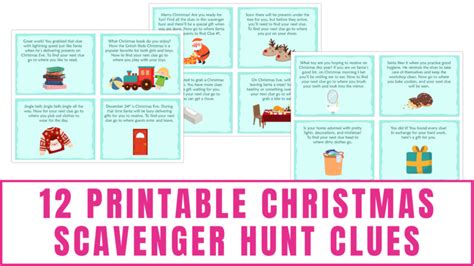 Printable Christmas Games Scavenger Hunt Clues