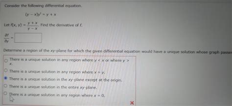 Solved Consider The Following Differential Equation