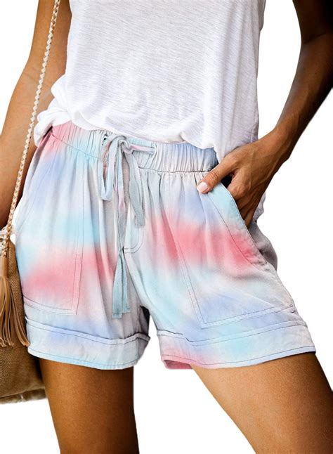 Acelitt Women Comfy Drawstring Casual Elastic Waist Pocketed Shorts