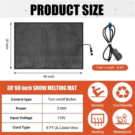 Baquler Snow Melting Mats Walkways Heated Outdoor Mats Sidewalk No Slip