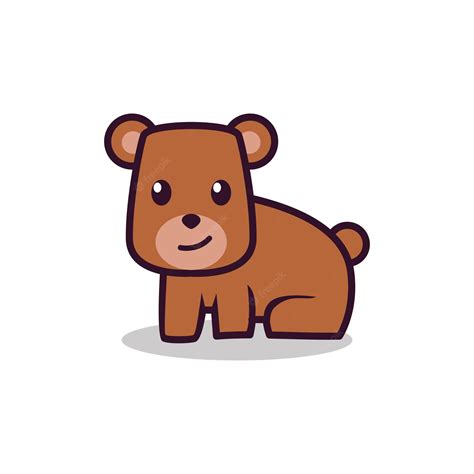 Premium Vector Cute Brown Bear Mascot Character Sitting Relaxing