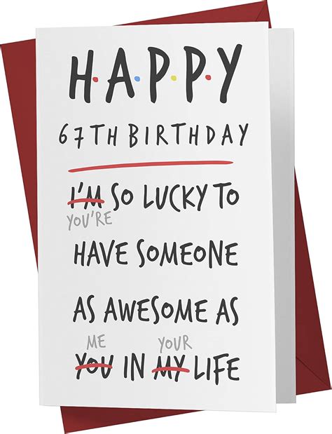 67th Birthday Card You Are Lucky 67th Anniversary Card