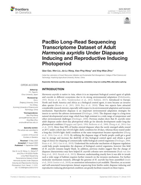 Pdf Pacbio Long Read Sequencing Transcriptome Dataset Of Adult