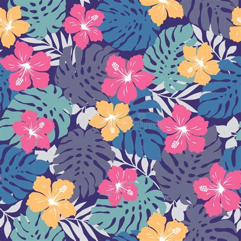 I Made A Seamless Pattern With Hibiscus And Tropical Plants Stock