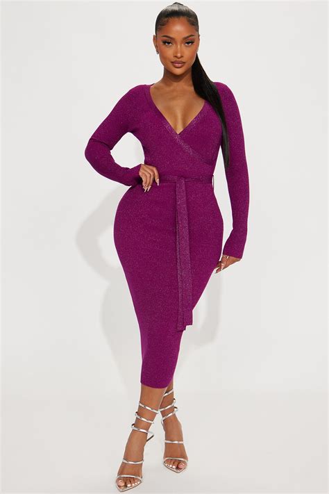 Klarissa Sweater Midi Dress Magenta Fashion Nova