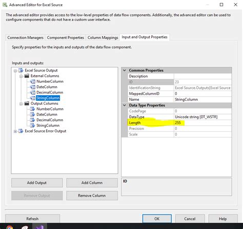 ssis excel data source not taking more characters than 255