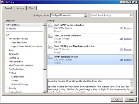 how to set up a scanner to function through an ica session with xenapp