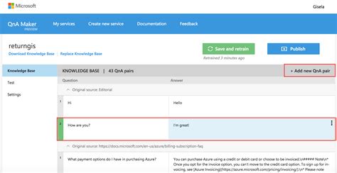 enseña a tu bot las faqs de tu empresa con qna maker return gis