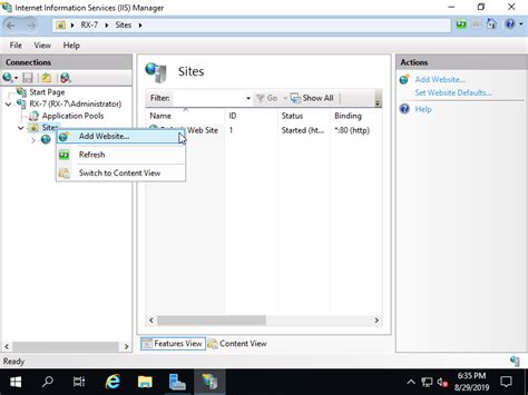 windows server 2019 iis add web sites server world