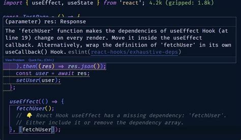solve react hook useeffect has a missing dependency error 2023