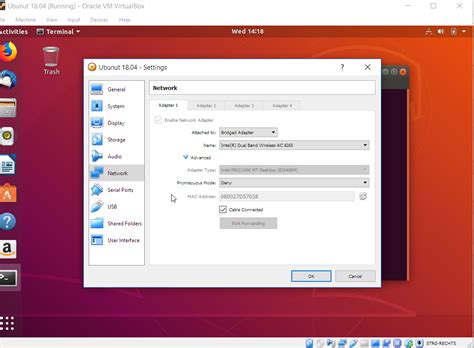 linux bridged network from windows 10 host to ubuntu 18