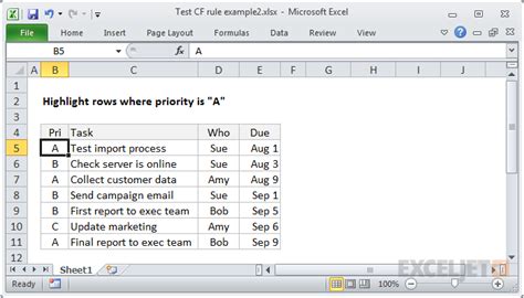 test conditional formatting with dummy formulas exceljet