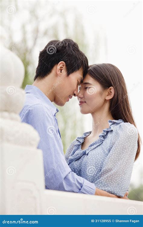 Young Couple Touching Foreheads In Love Stock Image Image Of Culture