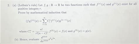Solved A Leibnizs Rule ﻿let F G R→r ﻿be Two Functions