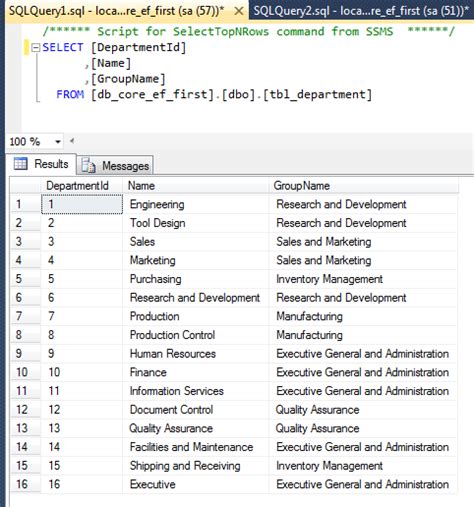 asp core entity framework query through database