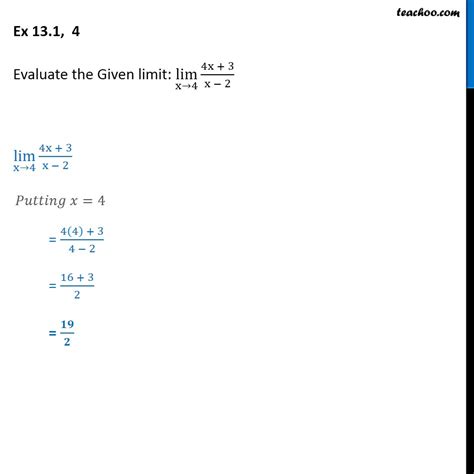 ex 12 1 4 evaluate lim x 4 4x 3 x 2 chapter 13 cbse