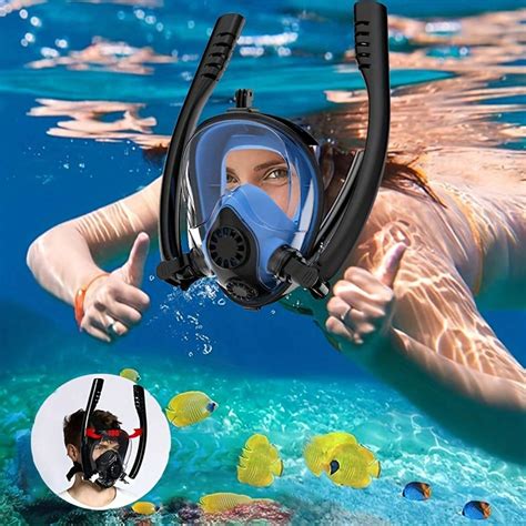 Adult Double Tube Full Face Snorkeling Mask Snorkel Tube Can Be