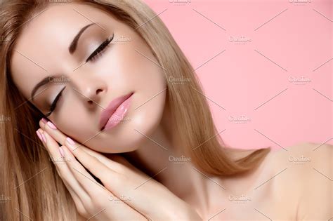Beauty Portrait Woman With Eyes Closed Sleeping High Quality Beauty