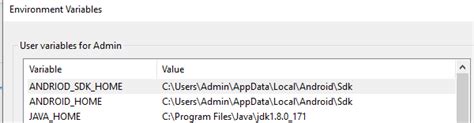 android failed to find android home environment variable despite