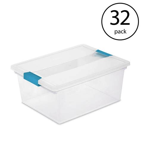 Sterilite 16 Qt Deep Clip Box Clear Plastic Storage Tote Container