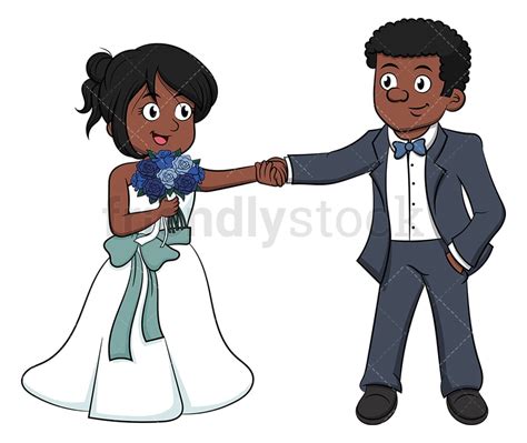 African American Bride And Groom Clipart Cartoon