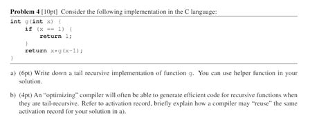 solved consider the following implementation in the c lan