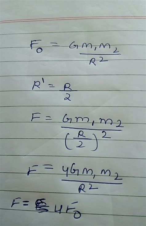 the gravitational force between two objects is f how will