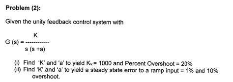 solved problem 2 given the unity feedback control system