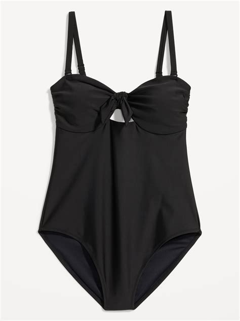 Tie Front Keyhole Bandeau Style One Piece Swimsuit Old Navy