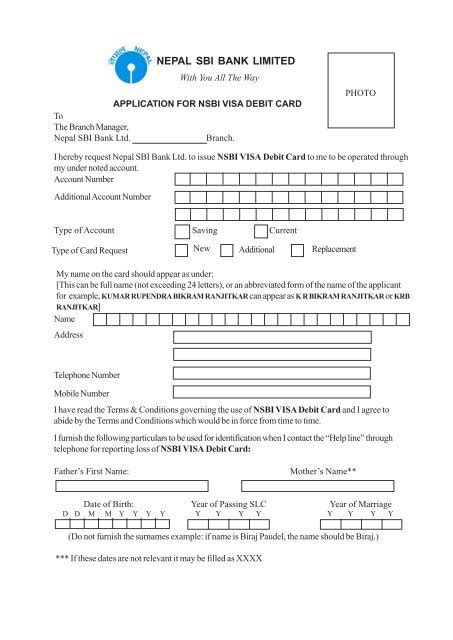 Atm Debit Card Cum Bharat Yatra Card Application Form