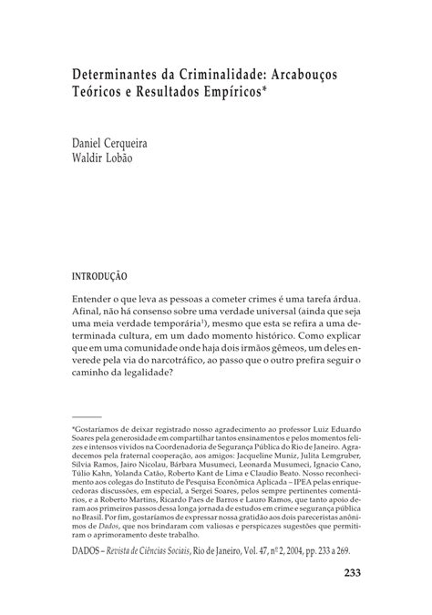 Pdf Determinants Of Crime Theoretical Frameworks And Empirical Results