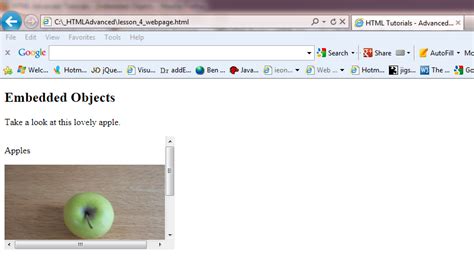 html advanced tutorials embedded objects