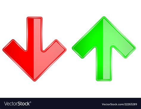 Up And Down Arrows 3d Shiny Glass Icons Red And Vector Image