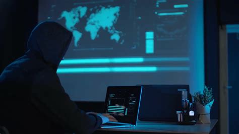 hacker breaking into laptop stock video motion array