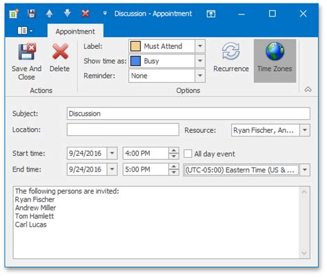 outlook appointment editing form winforms controls devexpress