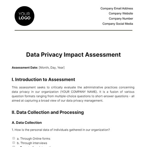 Administration Data Privacy Impact Assessment Template Edit Online