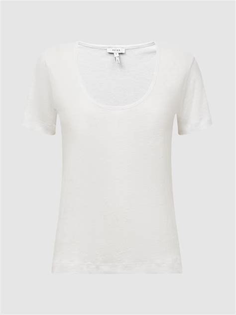 Reiss Frances Linen Scoop Neck T Shirt Reiss Usa