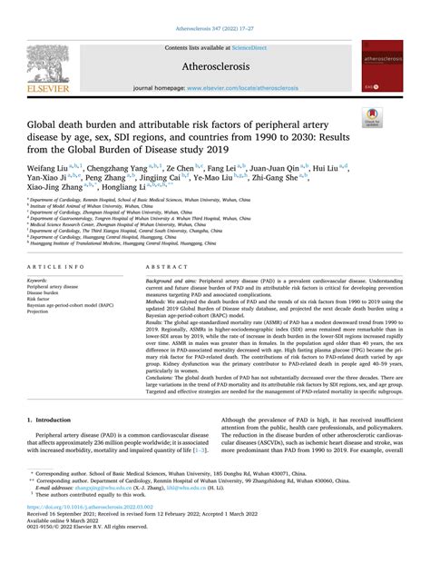 Pdf Global Death Burden And Attributable Risk Factors Of Peripheral