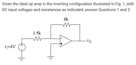 Solved Given The Ideal Op Amp In The Inverting Configuration