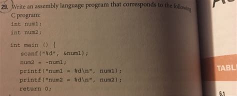 solved write an assembly language program that correspond