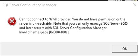 cannot connect to wmi provider sql server configuration