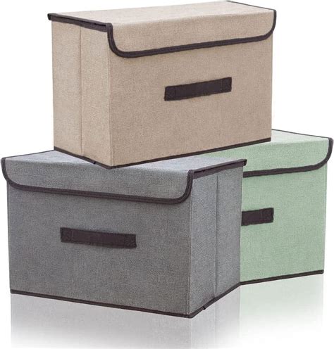 Foldable Storage Boxes With Lids 3pack Decorative Storage Bins With