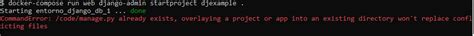 python djangoproject doesn t appear in my docker image docker