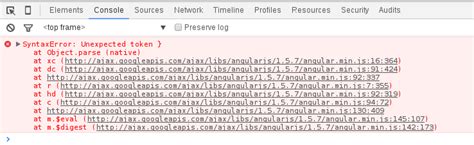 javascript angularjs get service syntaxerror unexpected token