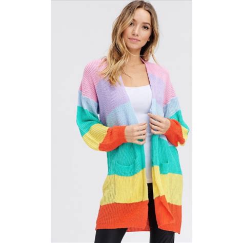 Bright Like Me Cardigan Cardigan Striped Cardigan Colored Knitting