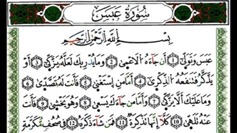 سورة عبس القارئ ياسين الجزائري رواية ورش عن نافع Youtube